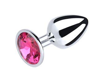 Srednji metalni analni dildo sa rozim dijamantom