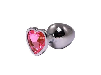 Mali metalni analni dildo srce sa rozim dijamantom