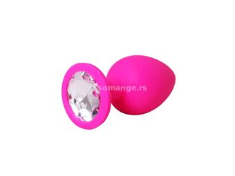 Srednji rozi silikonski analni dildo sa dijamantom