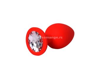 Veliki crveni silikonski analni dildo sa dijamantom