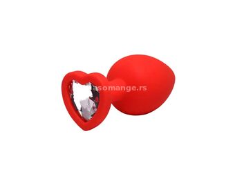 Veliki crveni silikonski analni dildo srce sa dijamantom
