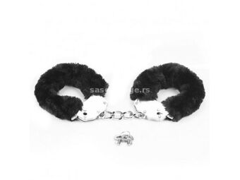 Metalne Lisice Crno Krzno Black Furry Cuffs