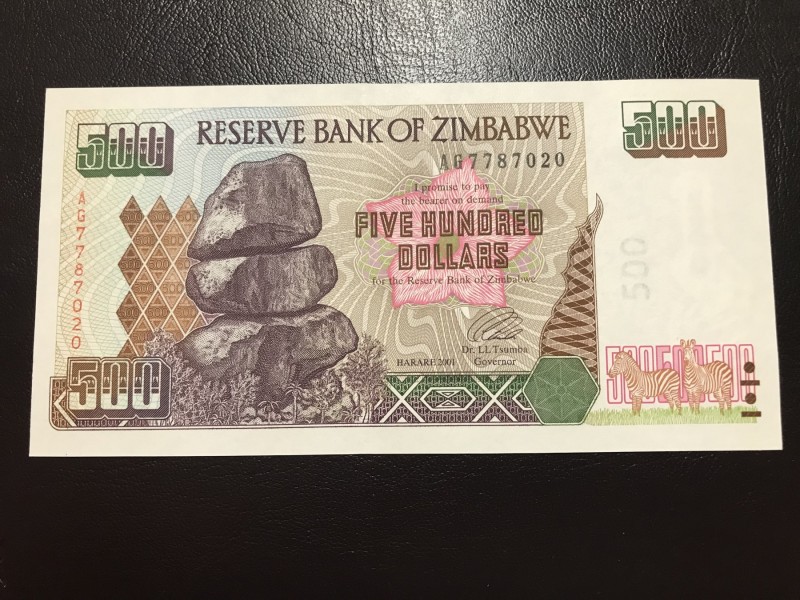 ZIMBABVE 500 DOLARA.2001. UNC.