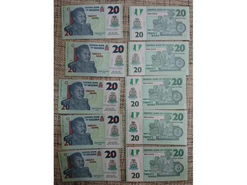 Nigerija 20 Naira polimer UNC 10 novčanica