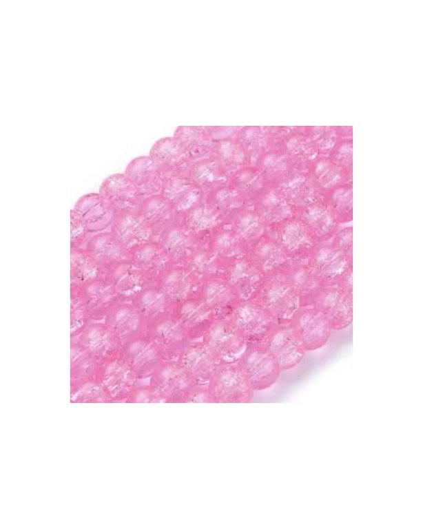 Ispucale staklene perle kugla 8 mm roze- niska 40 cm