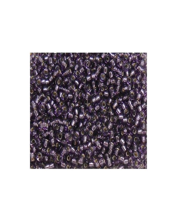 Kašaste perle (seed beads) 2 mm ljubičasta srebrna linija