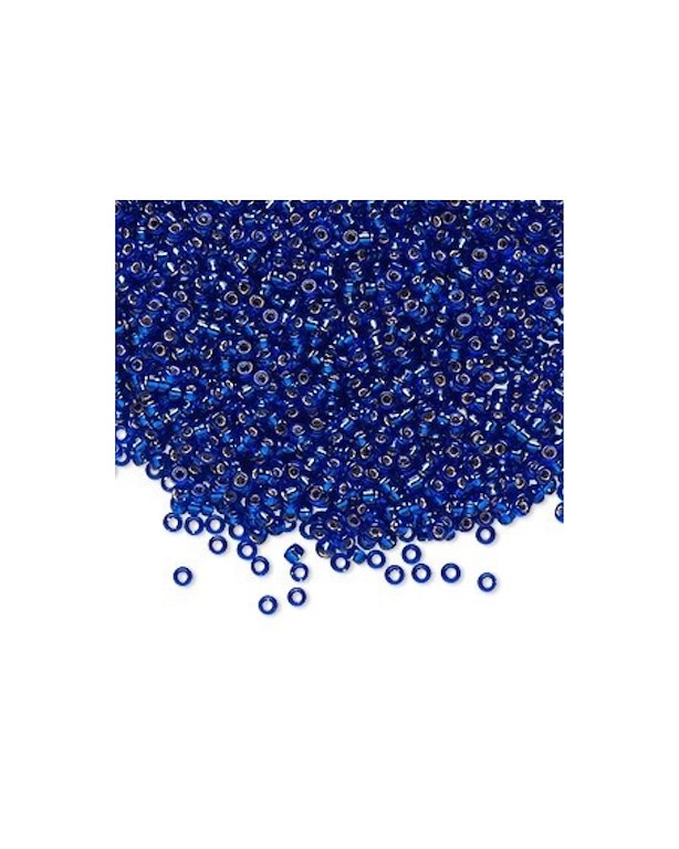 Kašaste perle (seed beads) 2 mm tamno plava srebrna linija