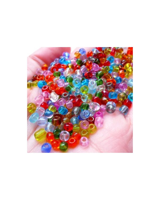 Kašaste perle (seed beads) 4 mm providna šarena