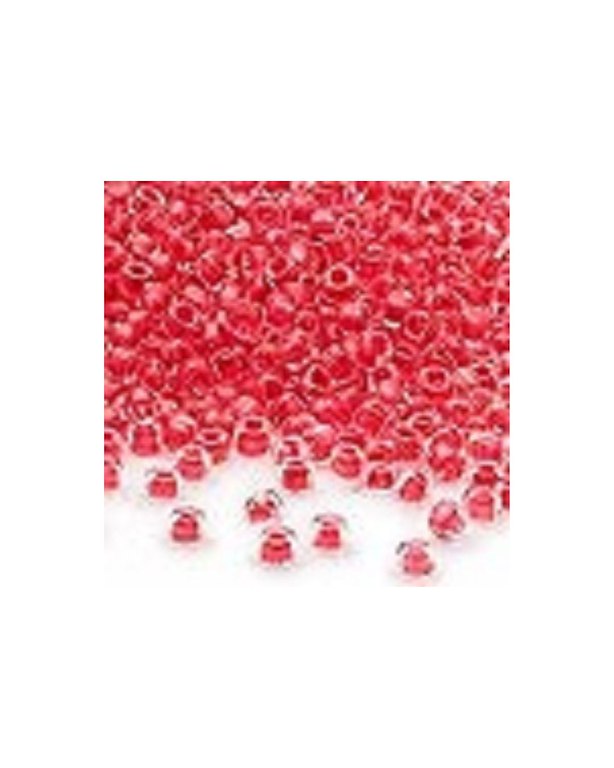 Kašaste perle (seed beads) 4 mm providna boja unutra crvena