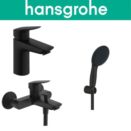 HANSGROHE LOGIS BLACK SET (HANSGROHE LOGIS ZA KADU,HANSGROHE LOGIS ZA UMIVAONIK, TUŠ RUČICA I CREVO)