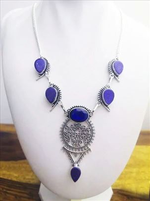 Ogrlica Srebro 925 Prirodan Lapis Lazuli Jolit