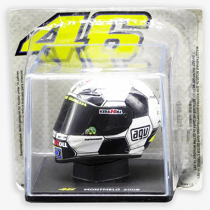 Valentino Rossi VR46 Catalonia 2008 AGV Mini kaciga 1:5