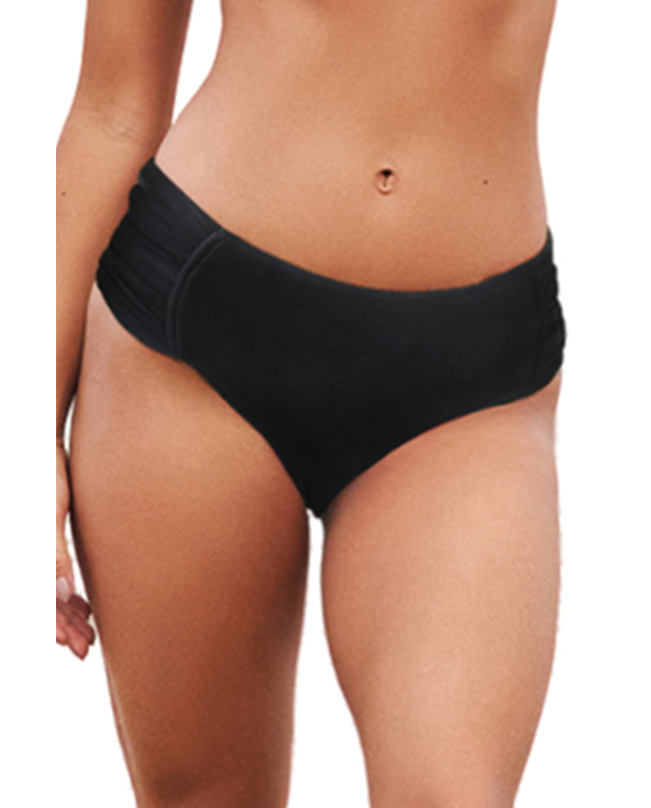 Bottom Drapeada Larga Liso Preto