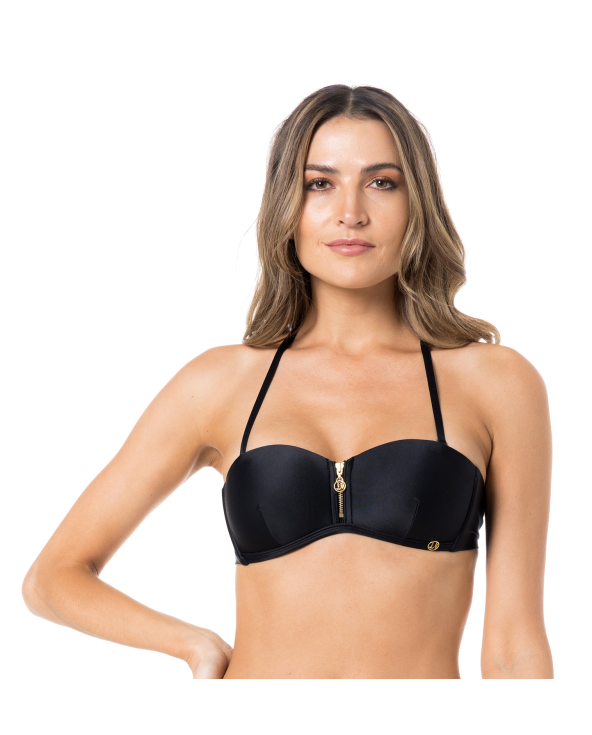 Top Ziper Fio Liso Preto