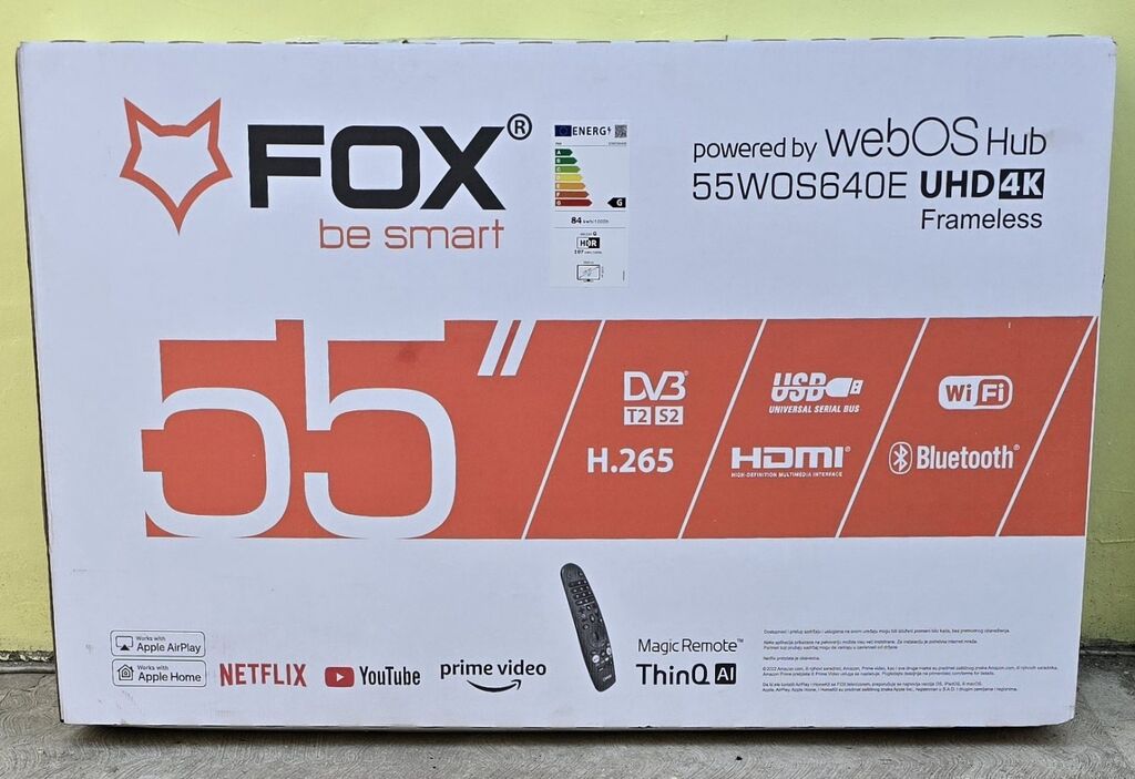Nov,neraspakovan smart tv 55 ", poslednji model FOX-a sa LG procesorom