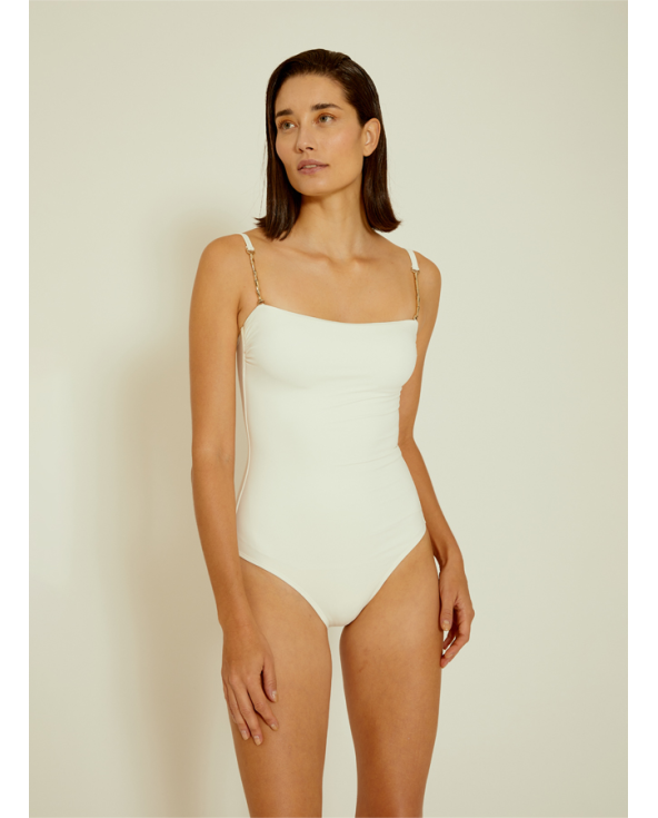 Strap Detail Square One Piece Off White