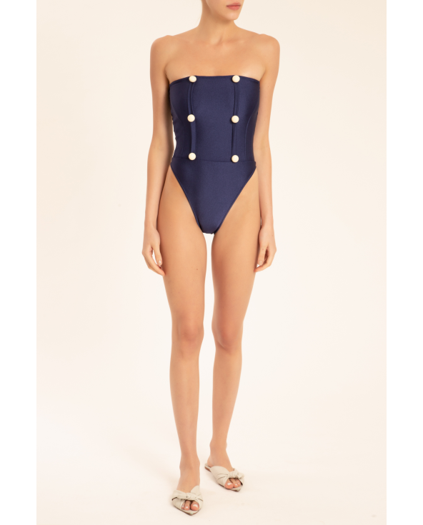 Swimsuit With Buttons Navy