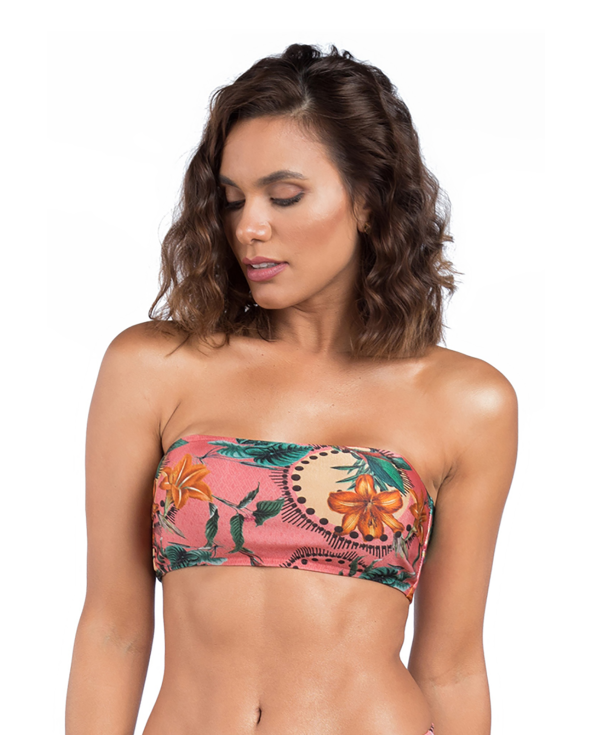 Top Faixa Floral Rosa