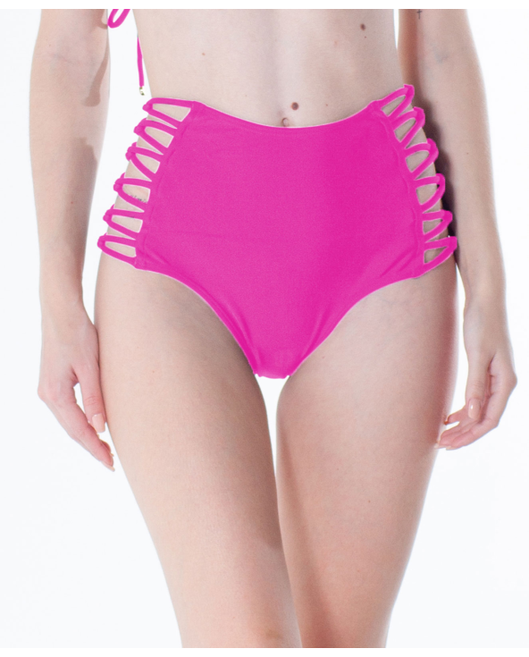 Bottom Tiras Cruzadas Neon Rosa