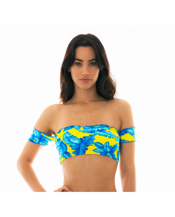 Rio De Sol X Bbs - Top Palmeira Azul Off Shoulder