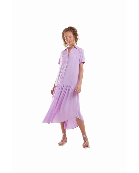 Vestido Chemise Liso Roxo