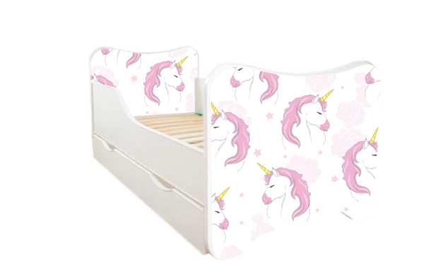 ABC Beds Dečiji Krevet sa Fiokom 160X80 cm Mini Roze Jednorog