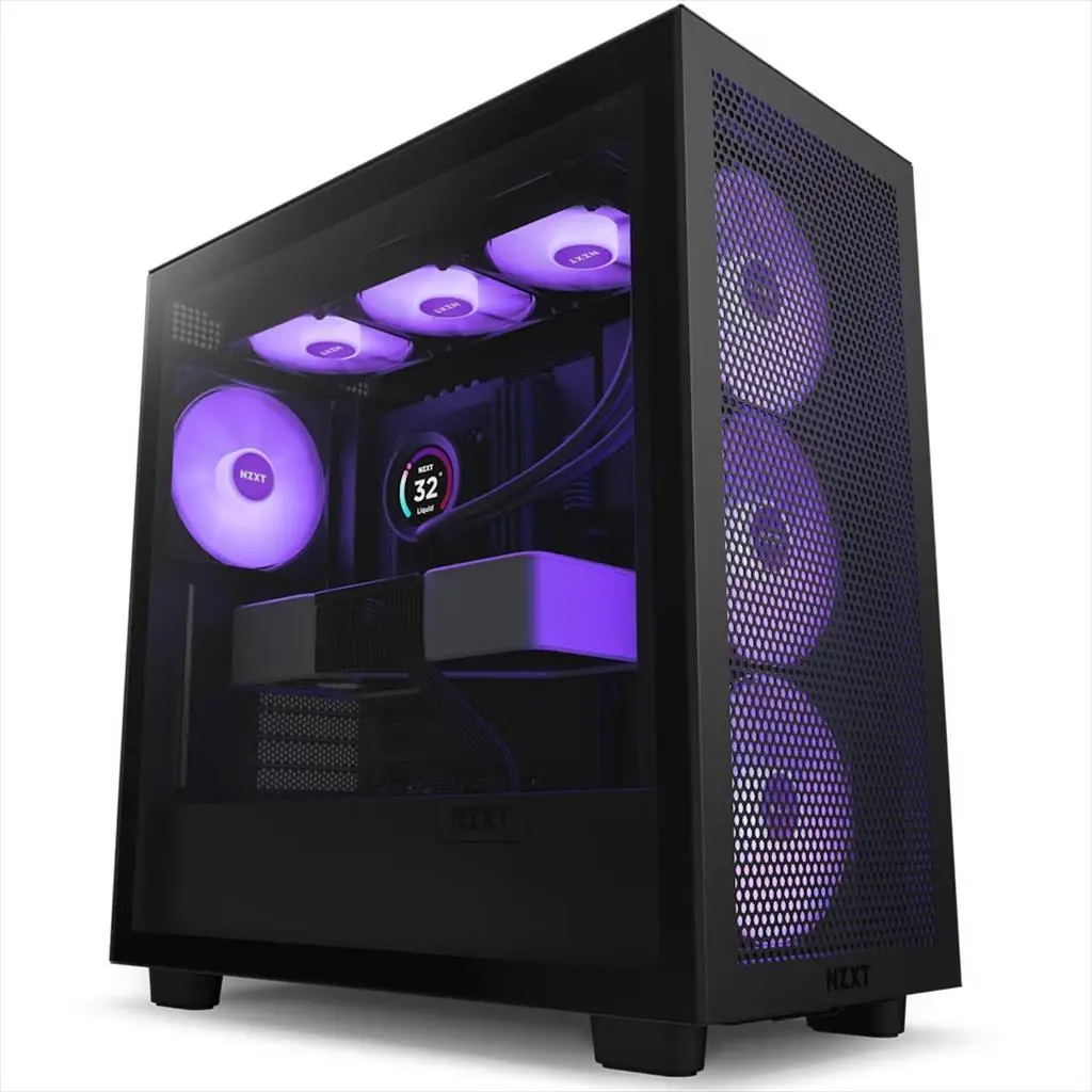 NZXT H7 Flow RGB Kućište ATX Mid-Tower, 3x F140 RGB јezgra ventilatora, 1xF120Q, Crno