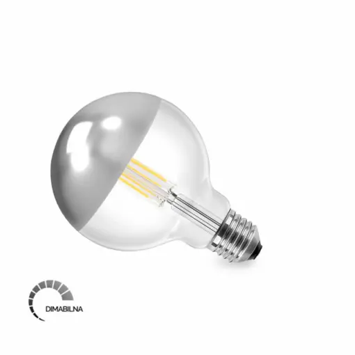 Dimabilna LED Filament sijalica, DIM G125, 8W, E27, 2700K, 1055lm, Top Silver