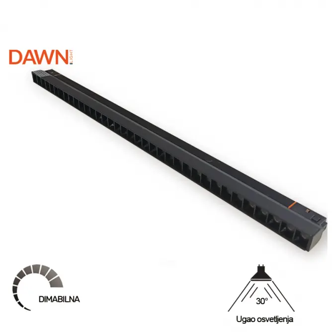 Dawnlight LED02-20W Magnetic visilica, 3000K, 30°, 48V, DC, Crna