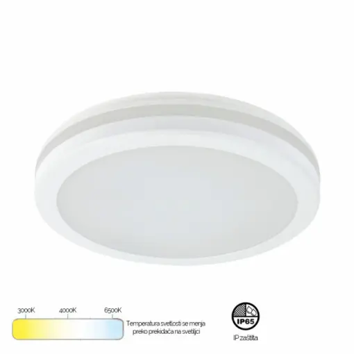 LED Plafonjera X09-300-24W, 3000/4000/6500K, IP65, Bela