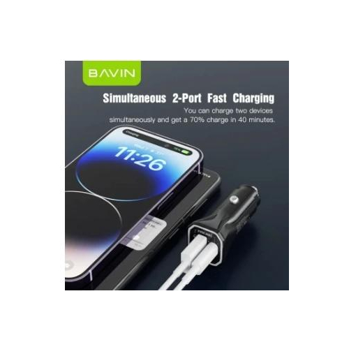 Bavin Auto punjač 20W PD QC3,0 USB&Type C bela