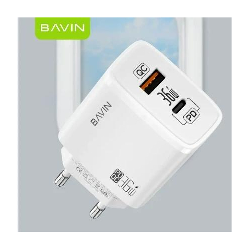 Bavin punjač 36W USB-A + USB-C bela