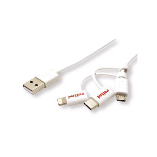 Secomp Roline USB 2.0 Charge & Sync A micro B + 8 pin + C m/m 1.0m