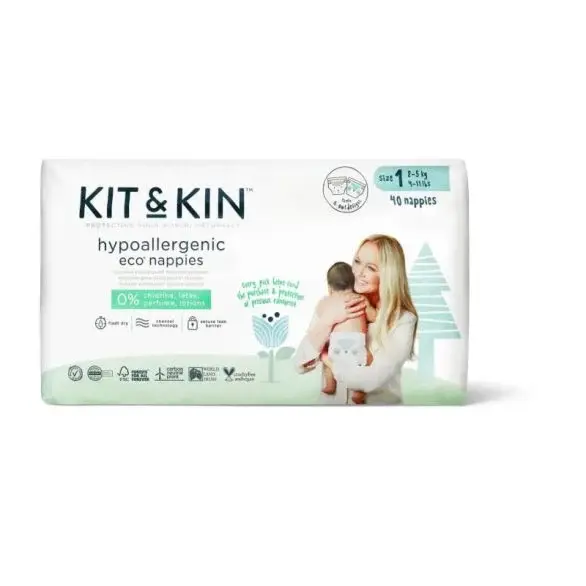 Kit & Kin Pelene za bebe, 1, 2 - 5 kilograma, 40 komada