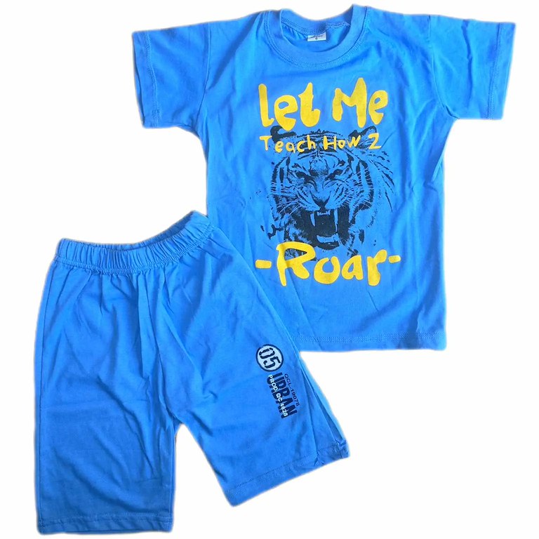 Dule i Neli Komplet šorc i majica za dečake Tigar, Plavi