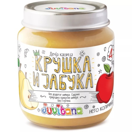 Juvitana kašica od kruške i jabuke 128g 4+