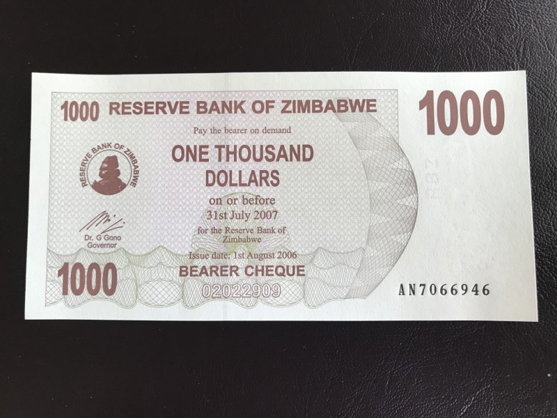 ZIMBABVE 1000 DOLARA. UNC.