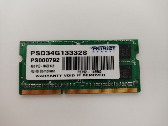 Laptop memorija DDR3 4GB Patriot