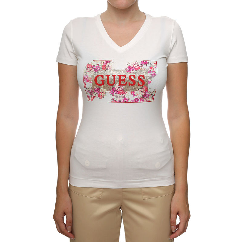Ženska majica Guess Ss Vn Logo Flowers Tee