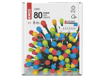 EMOS Svetlosni lanac - cherry 80 LED/ 8 m multicolor MF