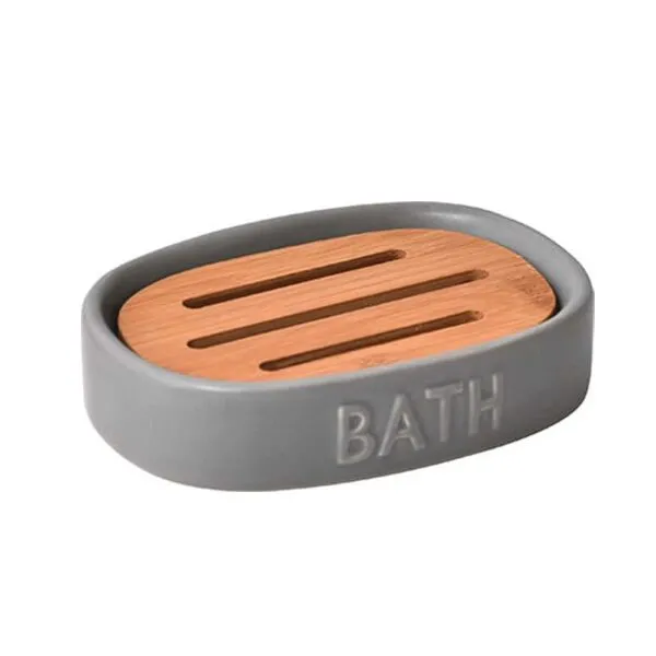 Posuda za sapun dolomit bath 12.5×9.5×3.2cm bambus siva (6493260)