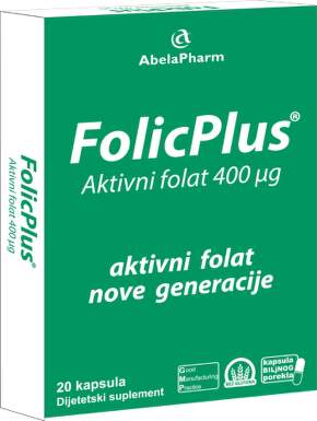 Folic Plus aktivni folat 400 μg 20 kapsula