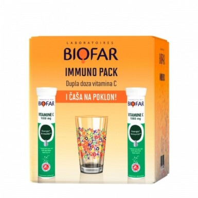 Biofar Immuno Pack 2 x Vitamin C 1000mg + čaša gratis