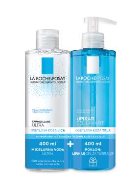 La Roche-Posay Micelarna voda Ultra za Osetljivu kožu 400 ml + Lipikar Gel Lavante za tuširanje 400 ml