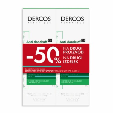 Vichy Dercos Šampon protiv peruti za normalnu/masnu kosu, 2 x 200 ml PROMO