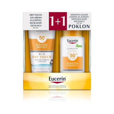 Eucerin Sun Box Dry Touch Gel-krema za decu SPF50+, 200 ml + Gel-krem SPF50+, 150 ml GRATIS