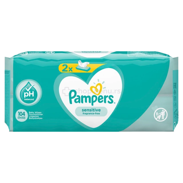 Pampers vlažne maramice Sensitiv 2x52 komada