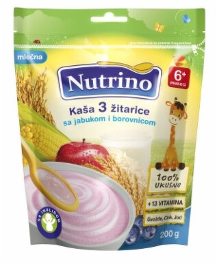 Nutrino mlečna kaša 3 žitarice sa jabukom i borovnicom 200g