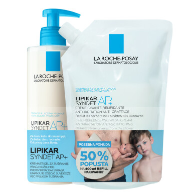 La Roche-Posay Lipikar Syndet AP 400ml + 50% popusta na Refill pakovanje 400ml