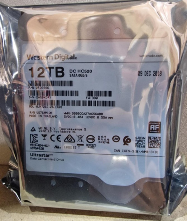 HDD 3.5 * 12TB HUH721212ALE601 WD Ultrastar 7200rpm 256MB SATA3 (DAHUA Compatible)(12999)